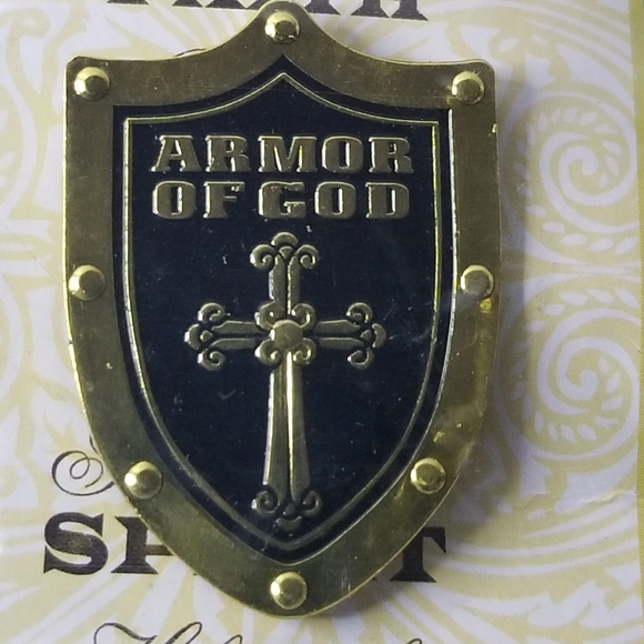 Source Unknown | Jewelry | New Full Armor Of God Shield Lapel Pin ...